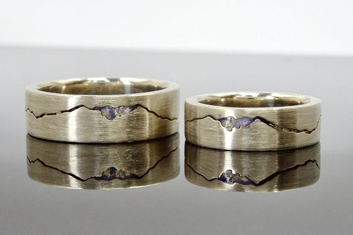 Summit Inlay Wedding Ring Set – Michelle Lenae Jewelry